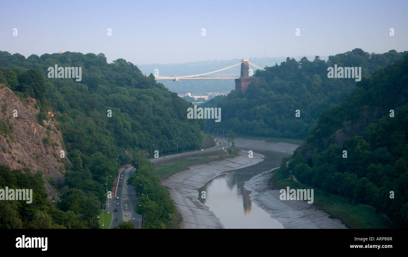 View along Avon Gorge with the Clifton Suspension bridge Stock Photo ...