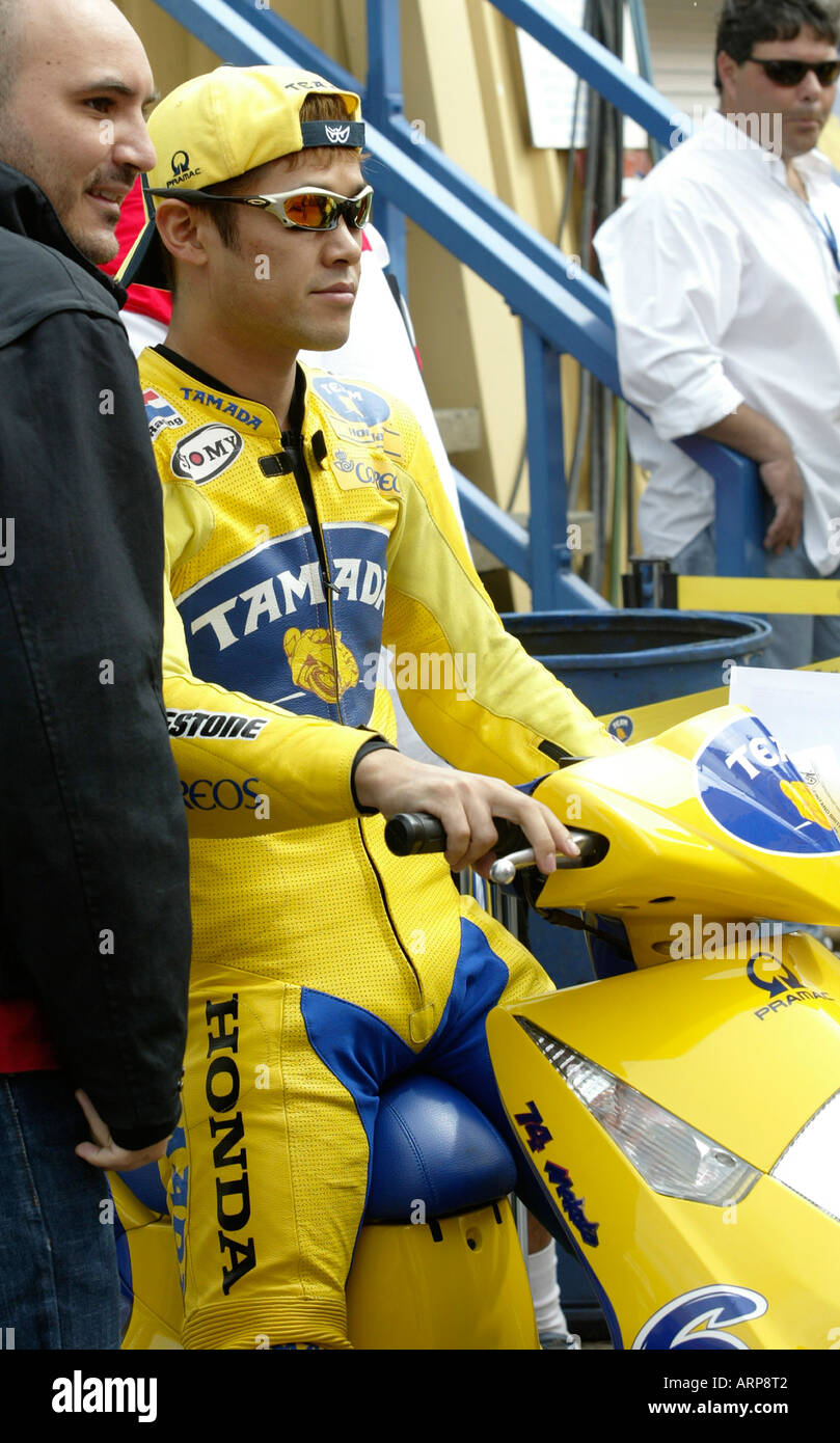 Japan's Makoto Tamada, Moto GP rider for the 2004 Camel Honda team ...