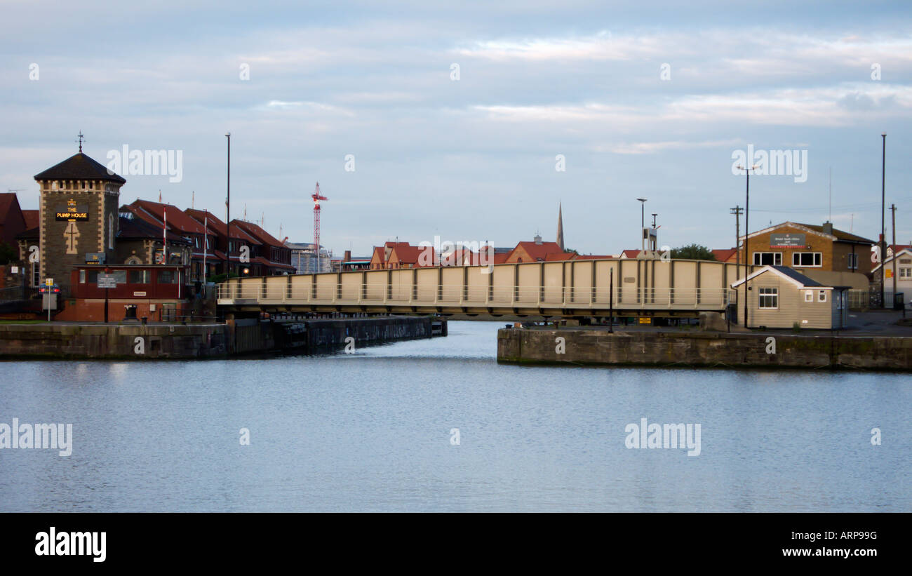 Floating Harbour Swing Bridge leading into Bathurst Wharf Bristol Docks ...