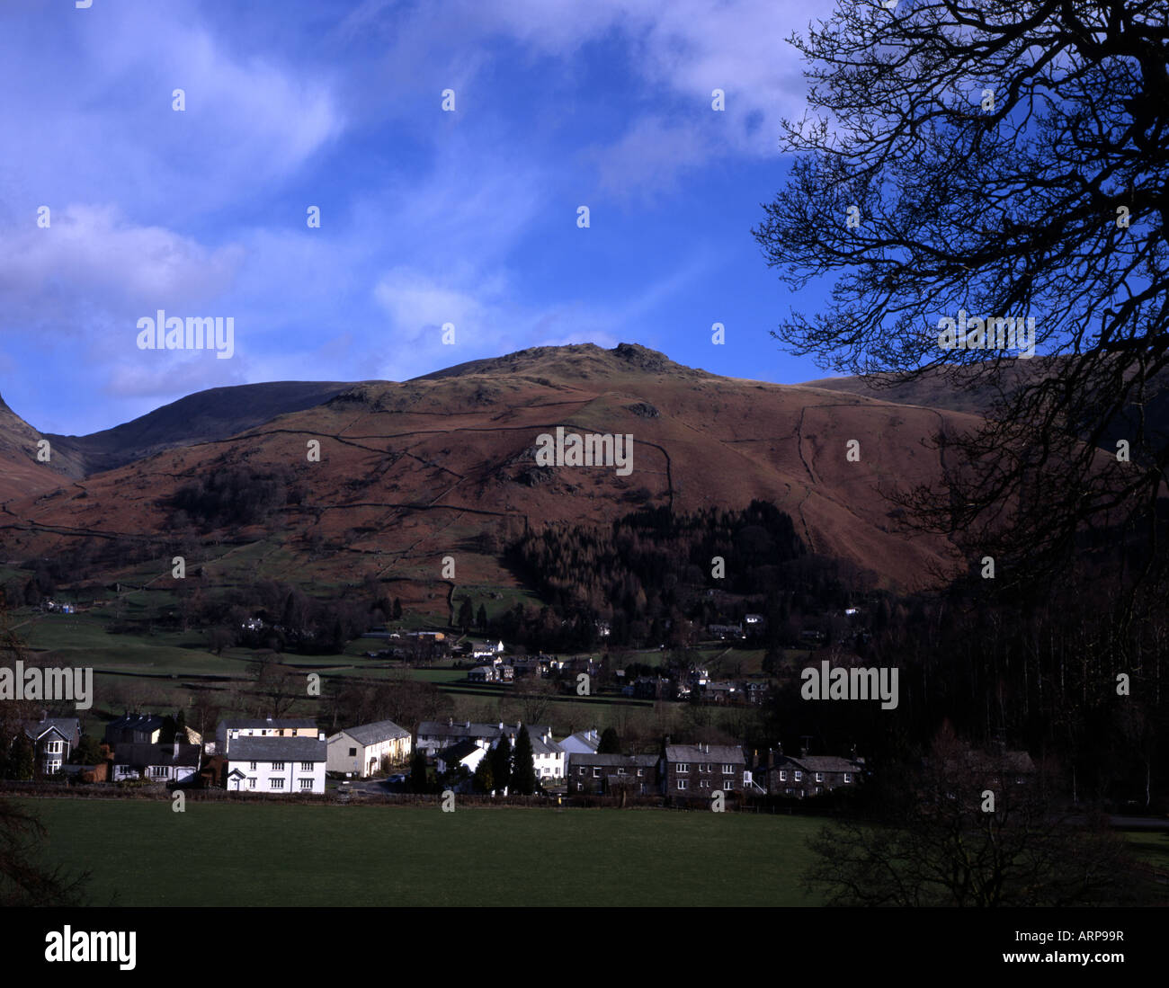 Helm Crag above Grasmere winter Lake District Cumbria England Stock ...