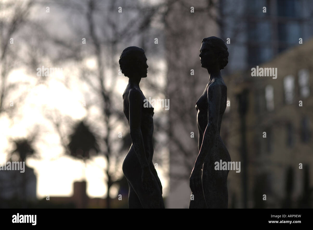 Statue of two women in Downtown San Jose California Stock Photo - Alamy