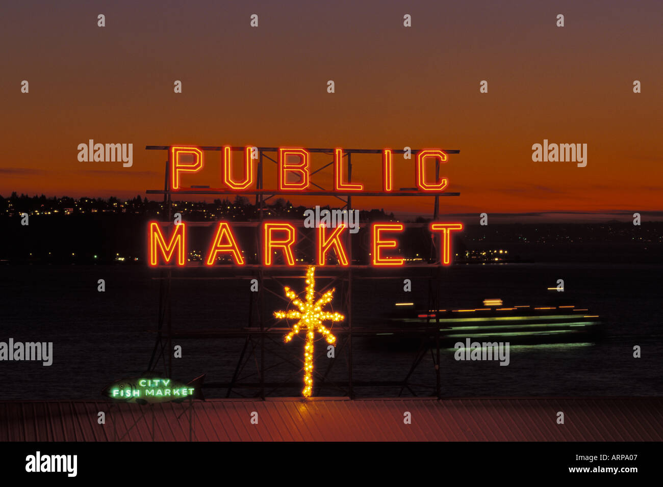 Seattle Washington Pike Place Market Neon Public Market And City Fish ...