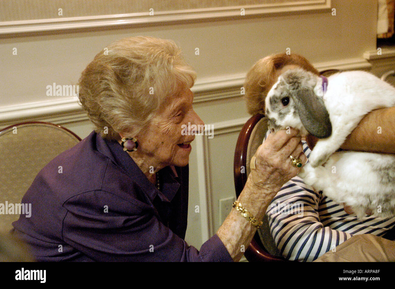 A rabbit is introduced to residents of The Esplanade a residence for ...
