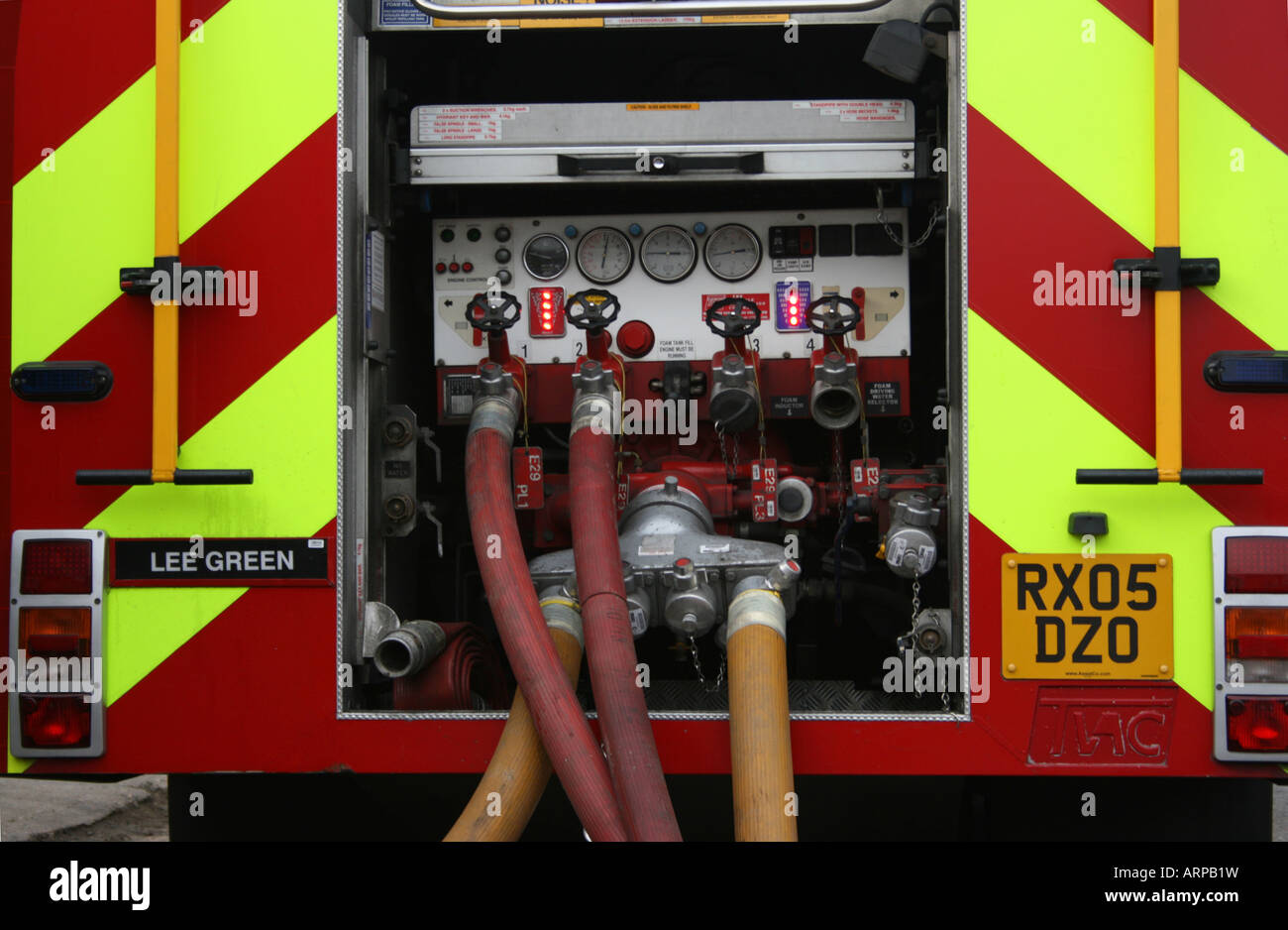 Back of a fire engine Stock Photo - Alamy