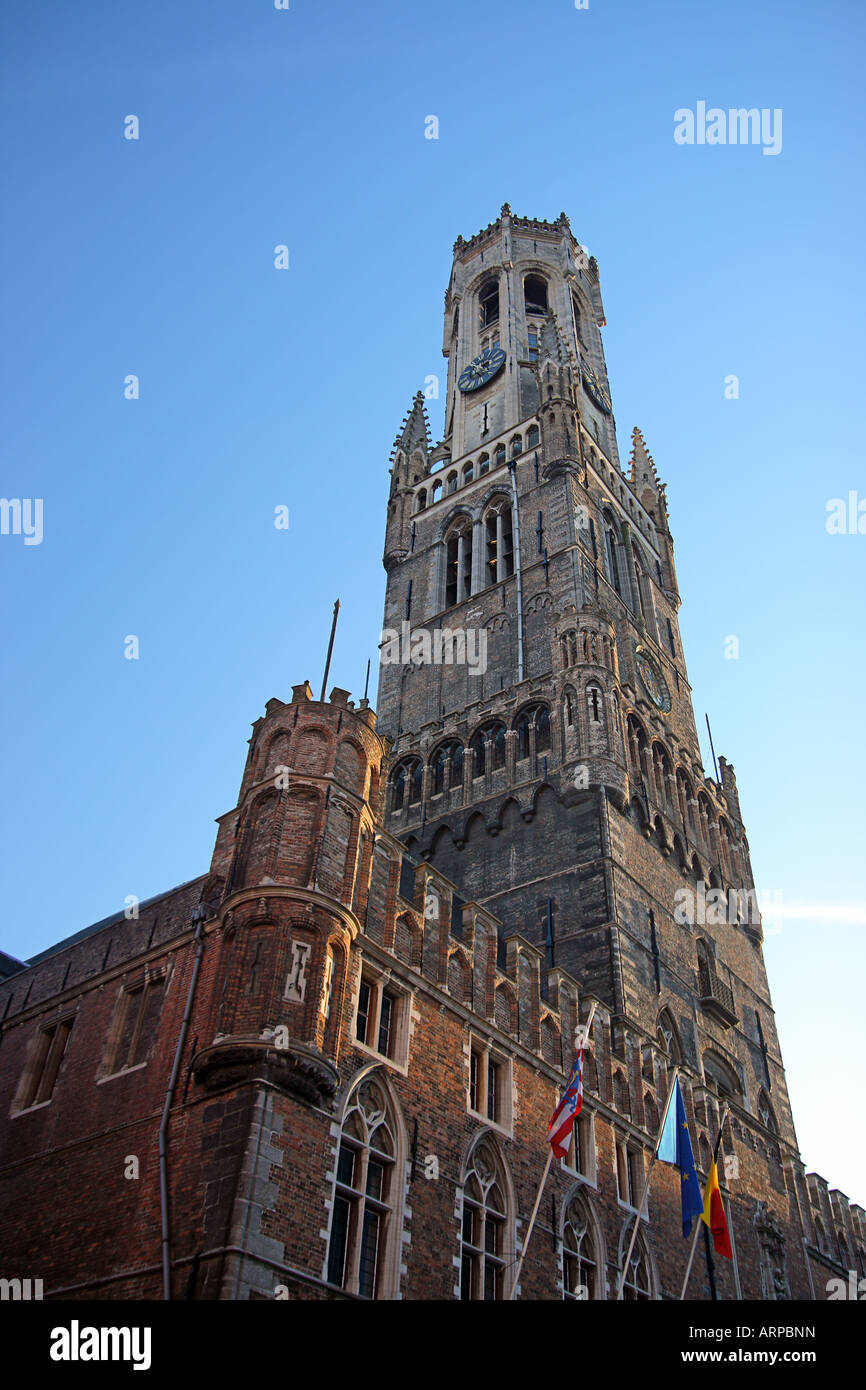 Belfry Tower view from Market Square, Bruges, Belgium Stock Photo - Alamy