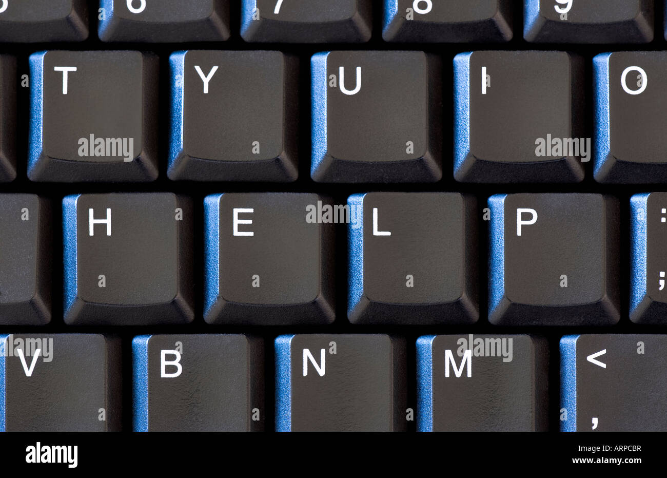 Keys on a computer keyboard forming the word 'Help' Stock Photo - Alamy