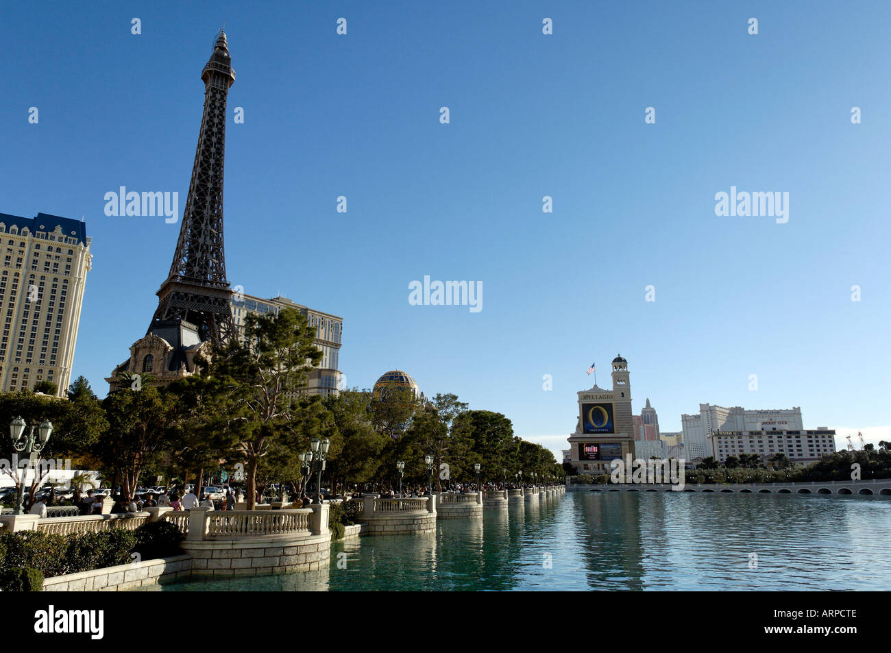 A Landscape Long Shot of the Strip Taken from the Bellagio Hotel and ...
