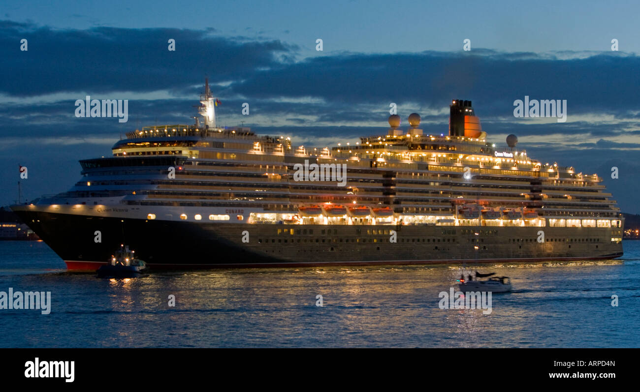 The cruise liner The Queen Victoria arrives in Auckland, New Zealand on ...