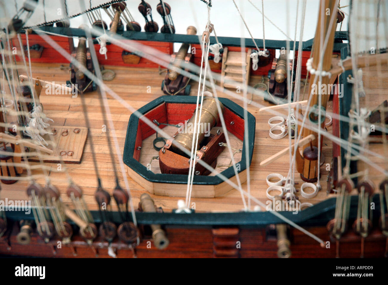 Close up of sail ship model Stock Photo - Alamy