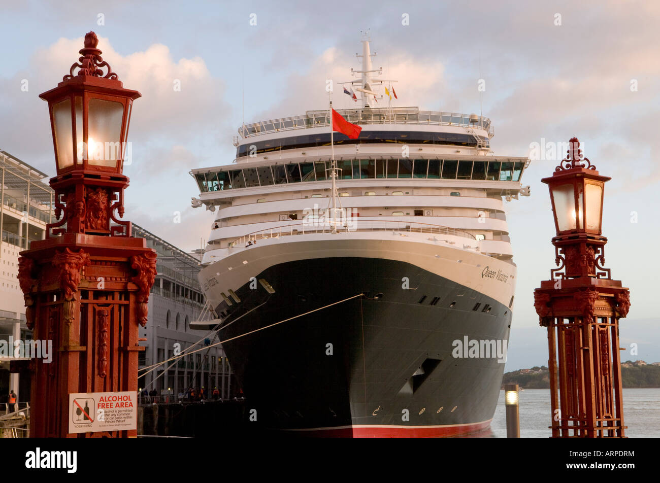 The cruise liner The Queen Victoria arrives in Auckland, New Zealand on ...