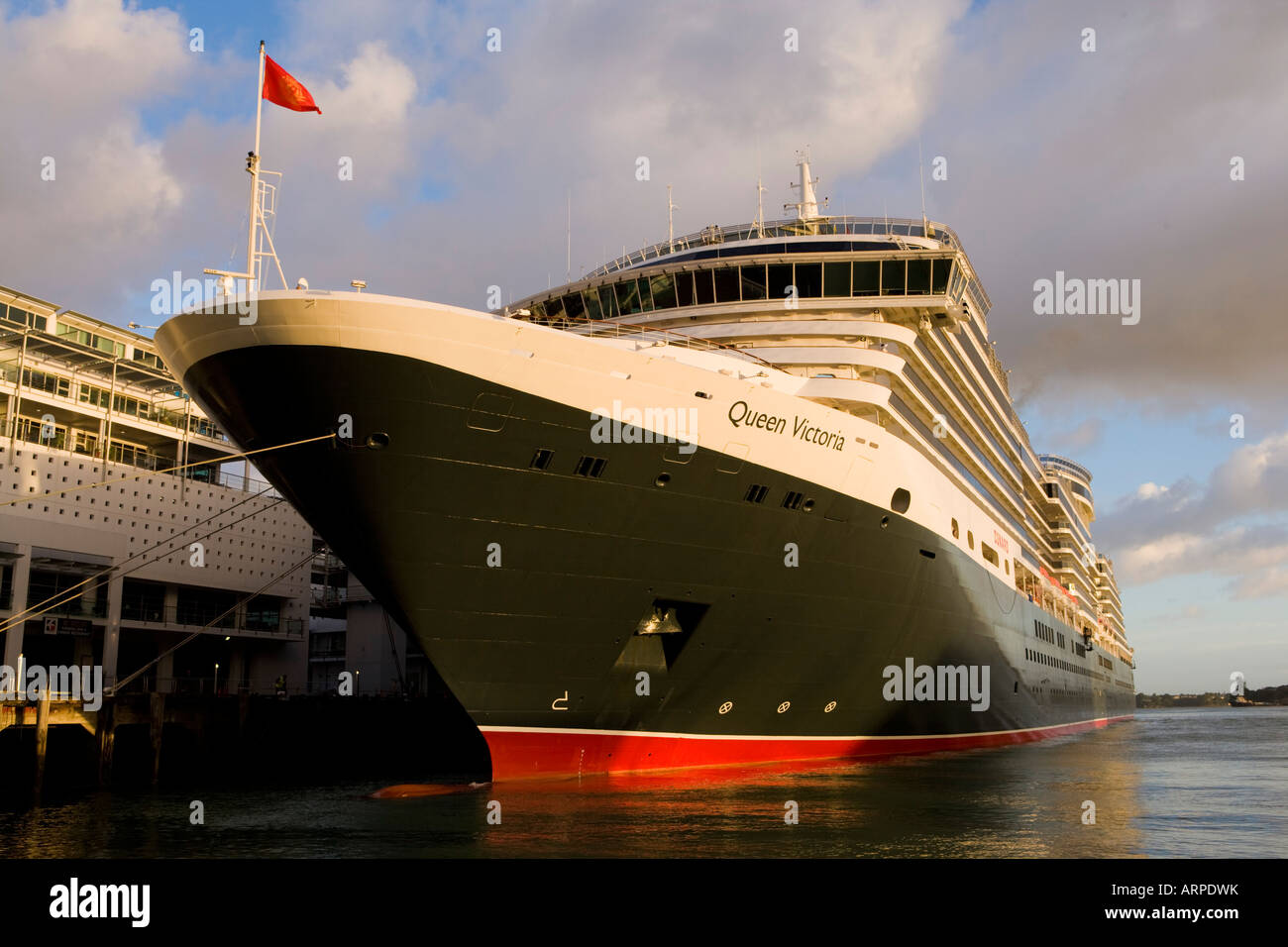 The cruise liner The Queen Victoria arrives in Auckland, New Zealand on ...