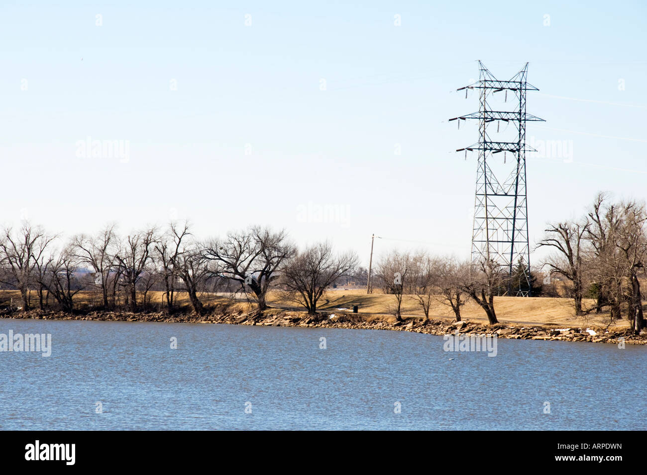 Electrical power stations and transmission lines next to Overholser ...