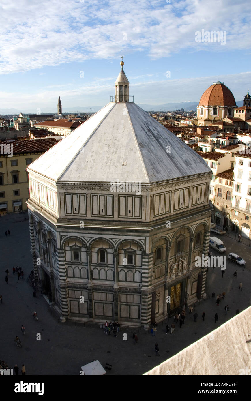 Florence Baptistery next to the Duomo photographed from above from Bell ...