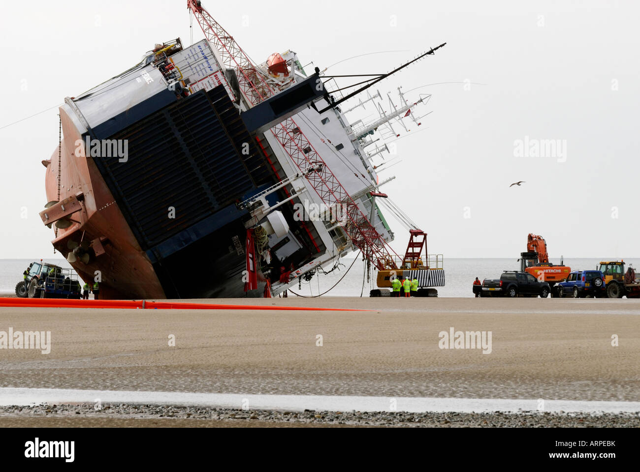 The stricken ferry Riverdance that was beached off the Blackpool coast ...