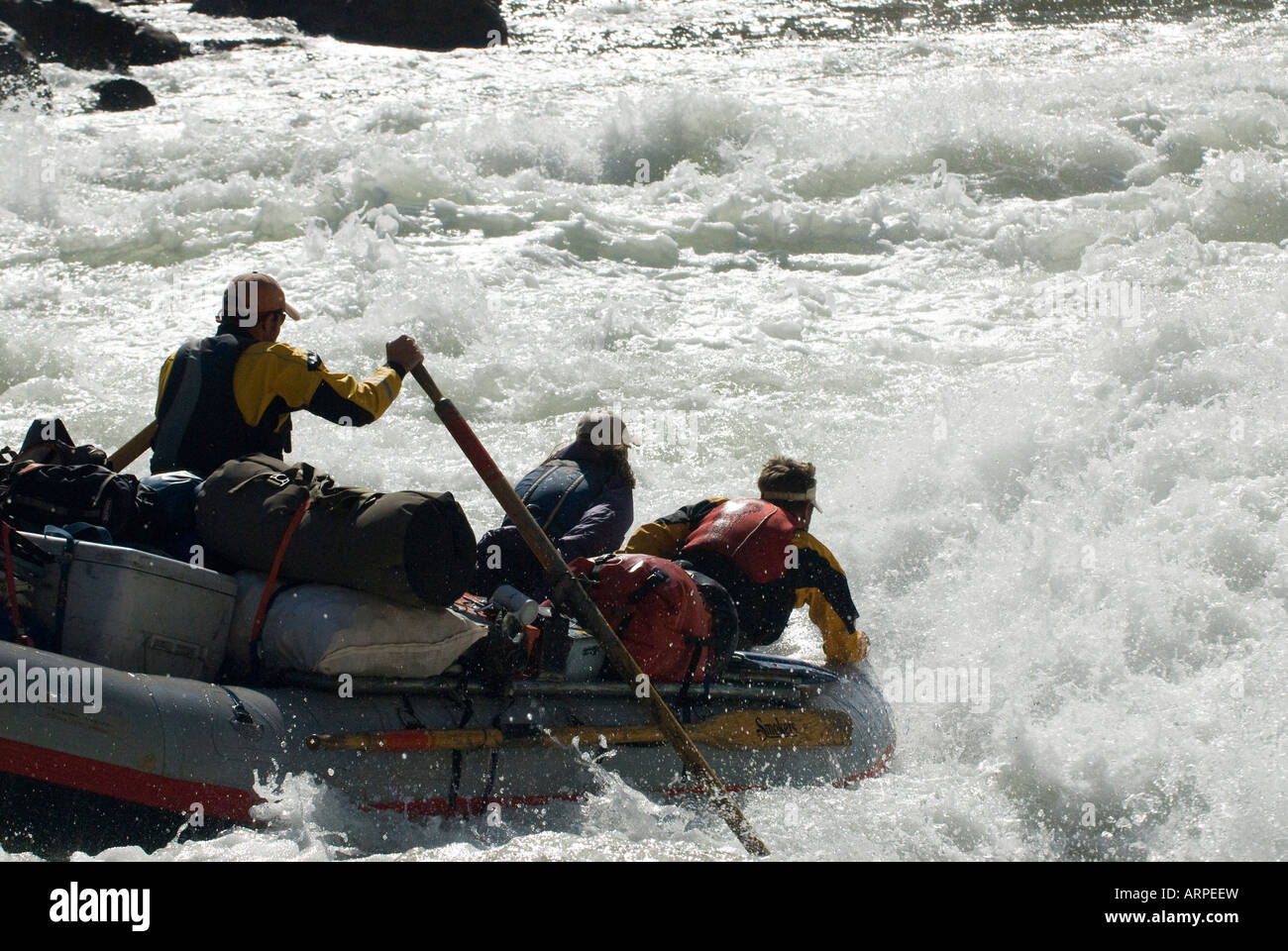 Rafters running Lava Rapid on the Colorado River in the Grand Canyon ...