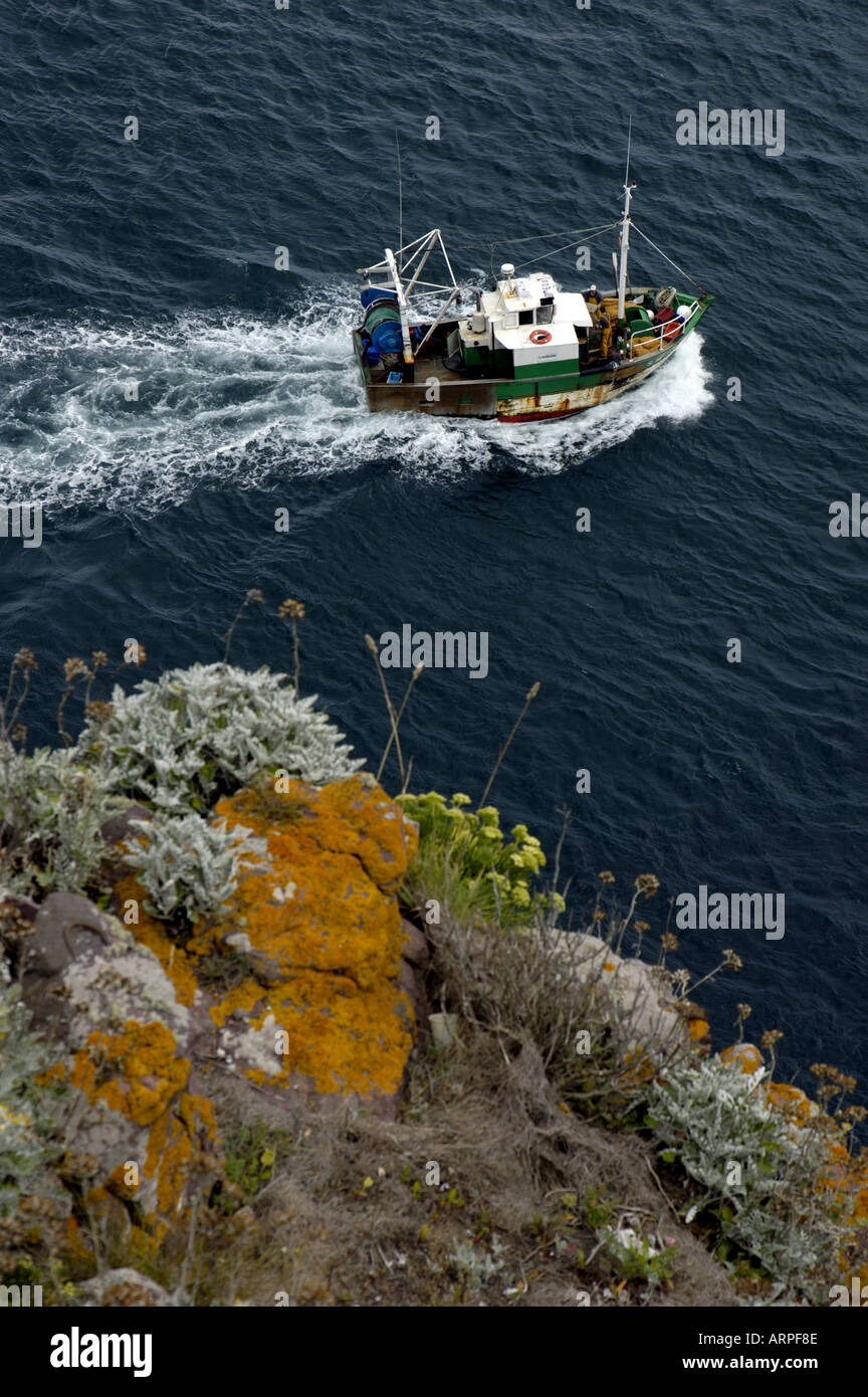France Brittany Cap Frehel Fisherman Boat Navigating Alongside The ...