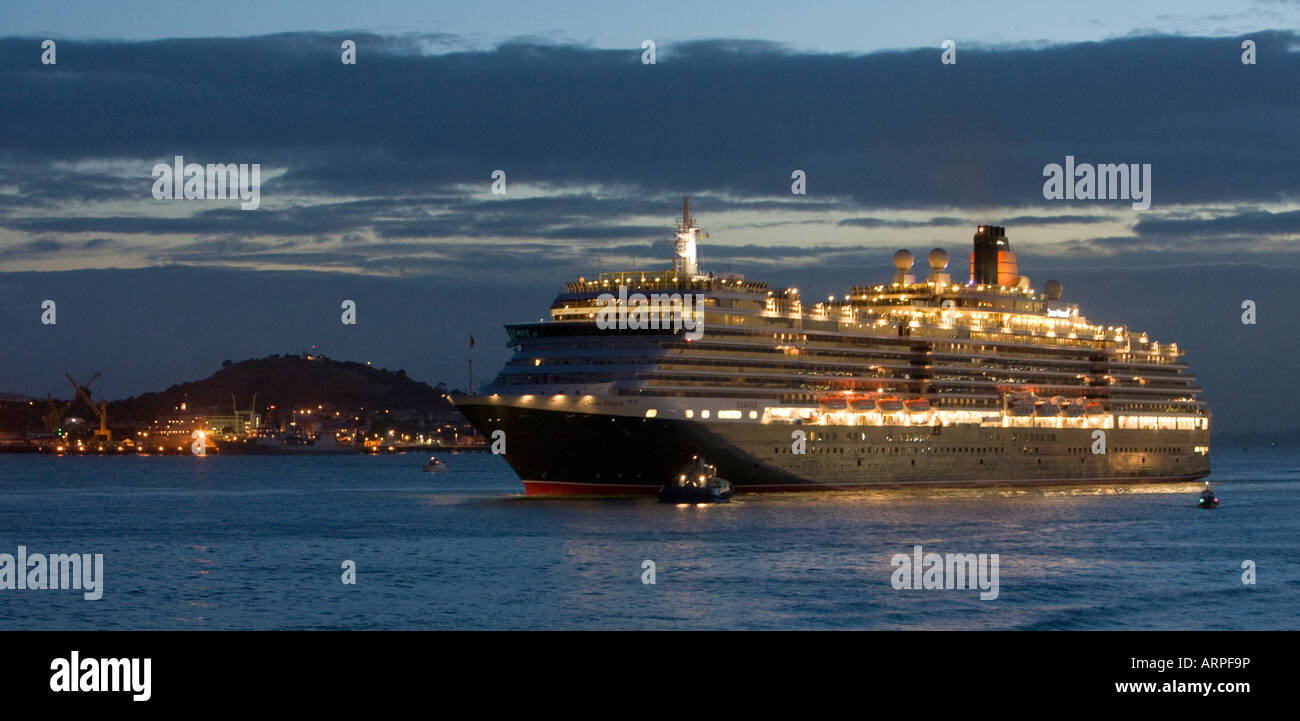 The cruise liner The Queen Victoria arrives in Auckland, New Zealand on ...