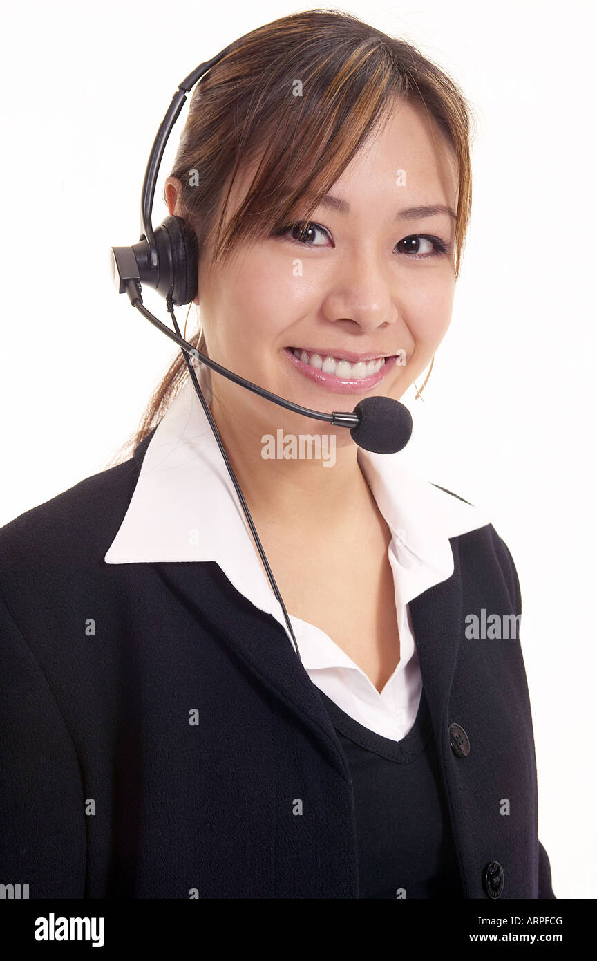 Woman Wearing Headset Stock Photo - Alamy