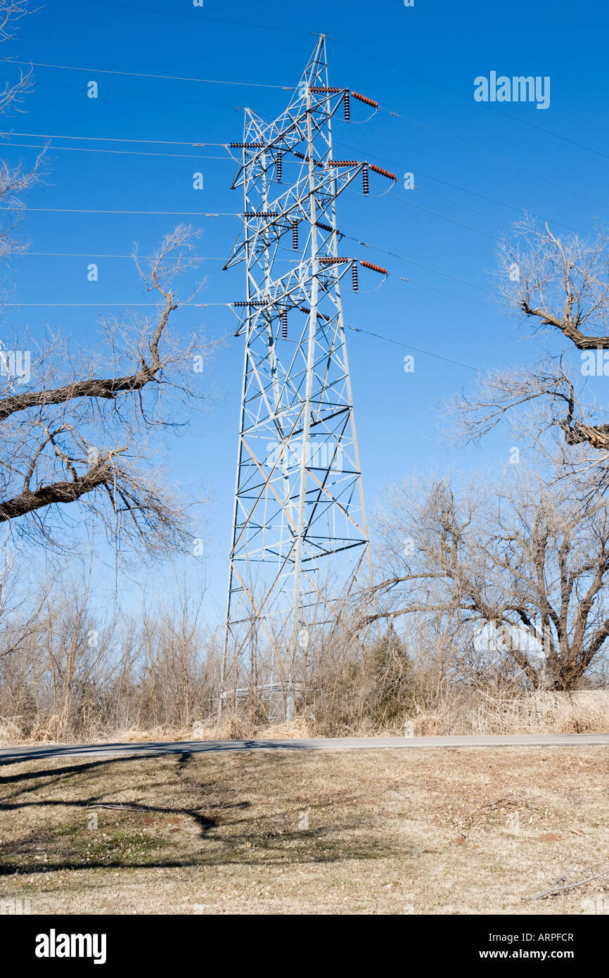 Electrical power station and transmission lines in Oklahoma, USA Stock ...