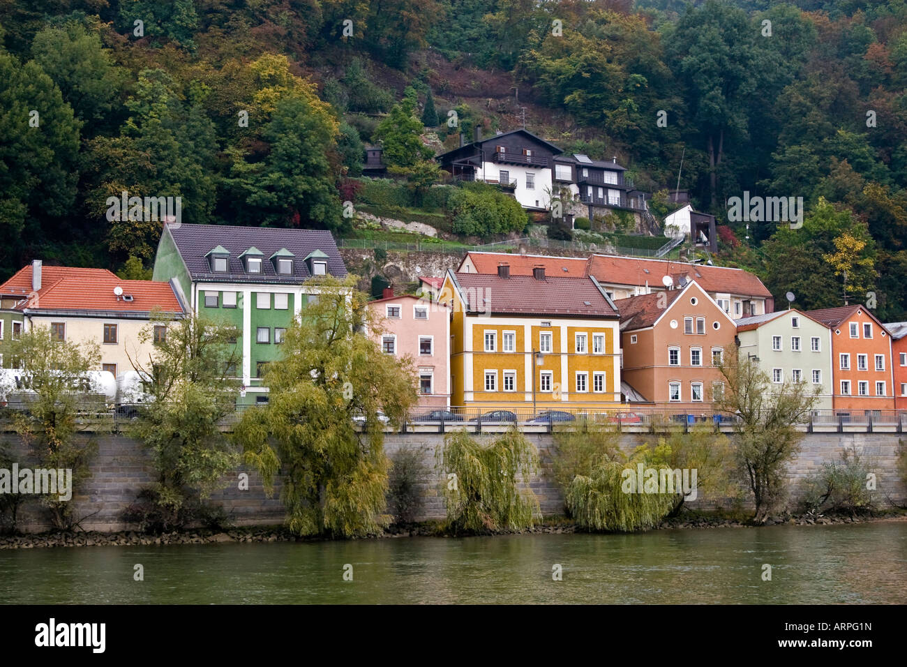 Passau baroque buildings along Danube River bank Stock Photo - Alamy