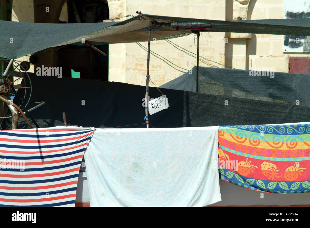 linen on a washing line Stock Photo - Alamy