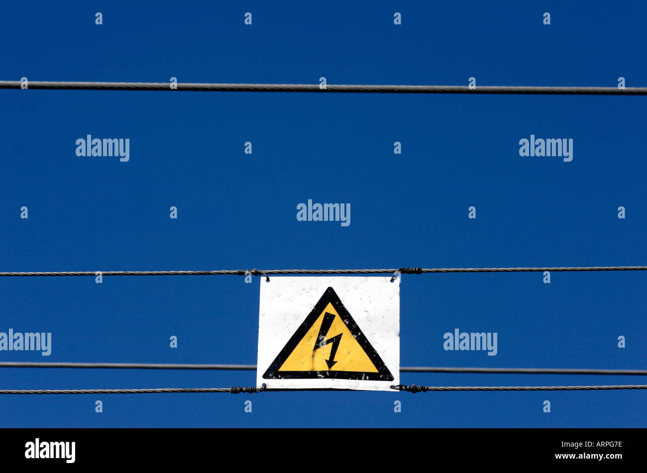 Electric shock warning sign electricity Stock Photo - Alamy