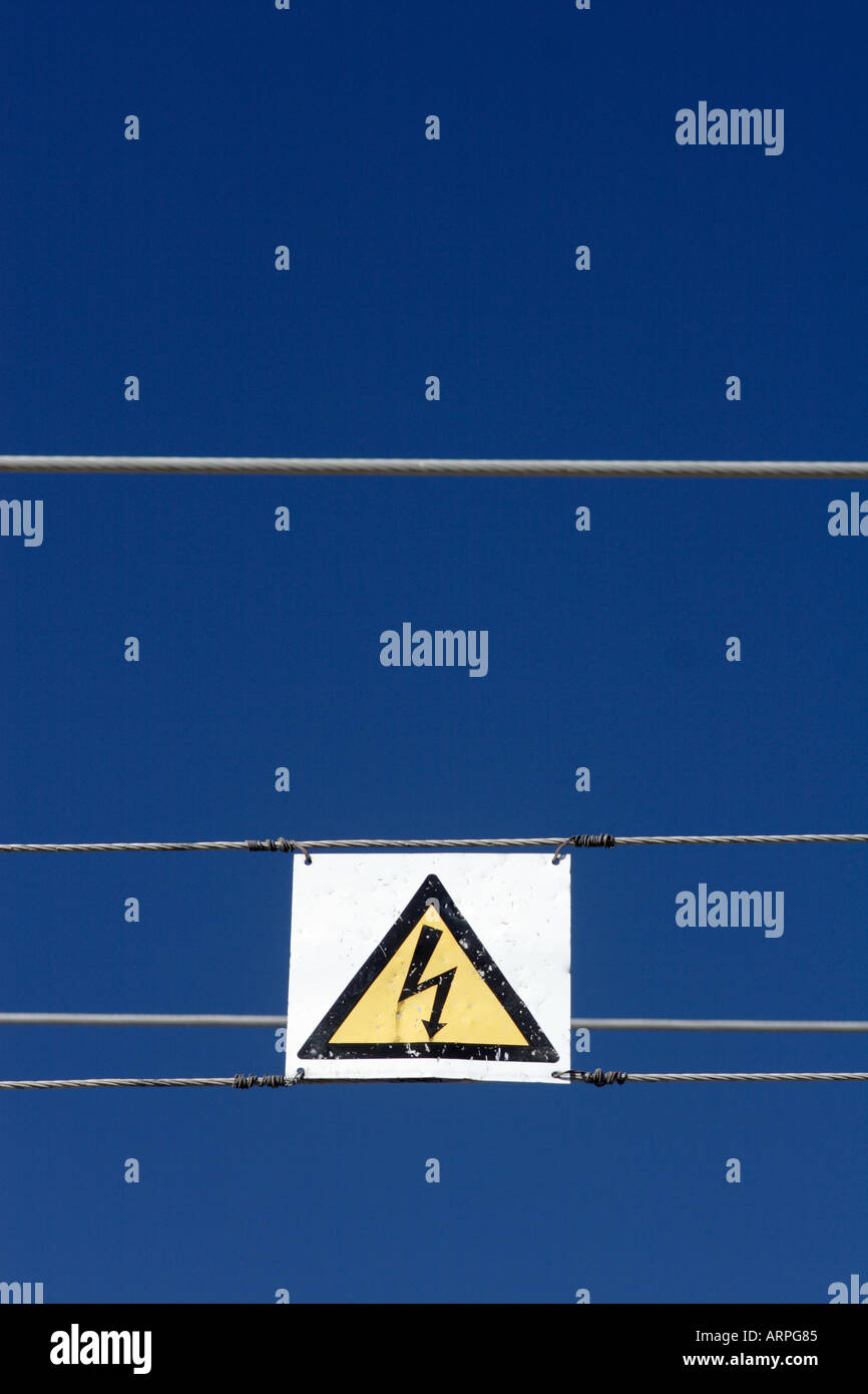 Electric shock warning sign electricity Stock Photo - Alamy