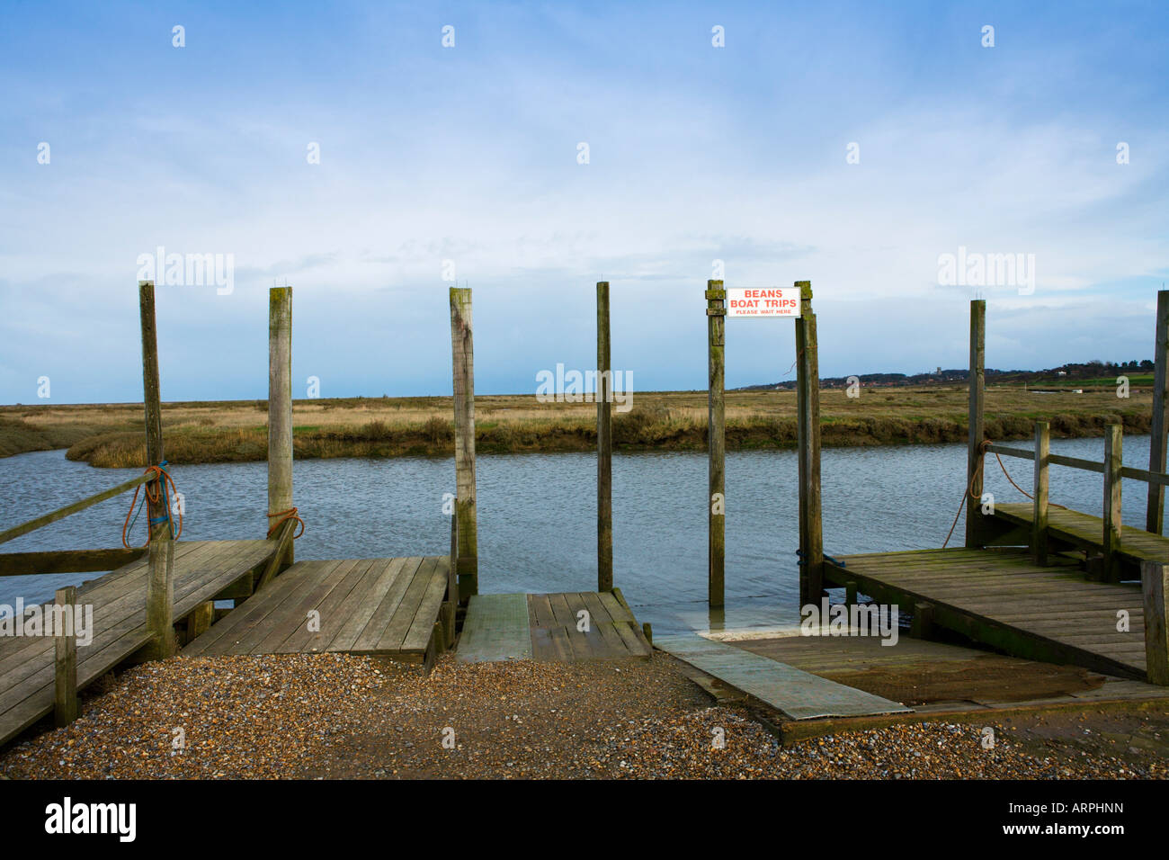 Blakeney Quay, North Norfolk, UK. Bleak view across the marshes Stock ...