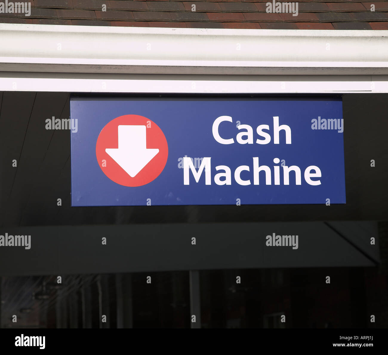 Cash machine sign with arrow Stock Photo - Alamy