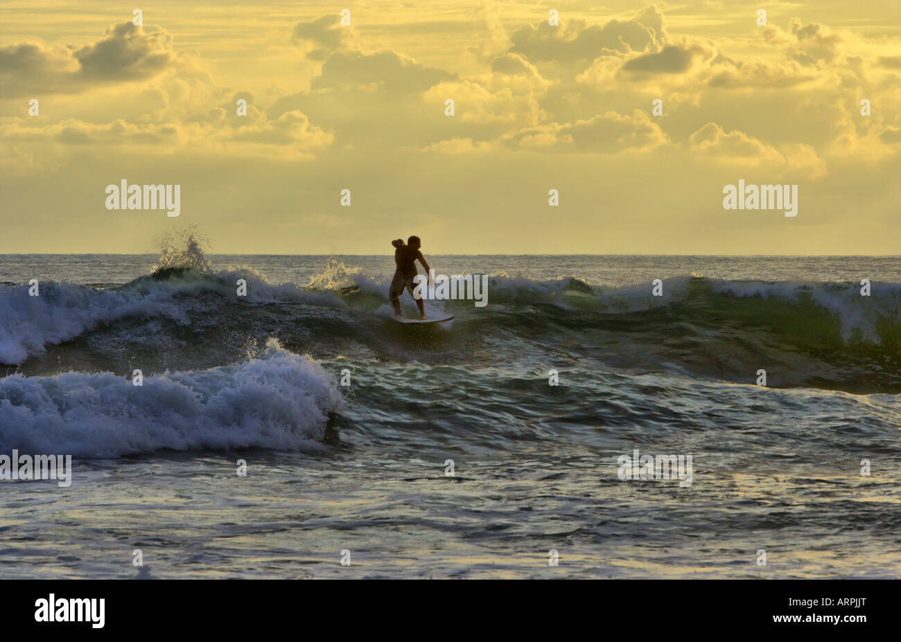 Person surfing at dusk Dominical Costa Rica Stock Photo - Alamy