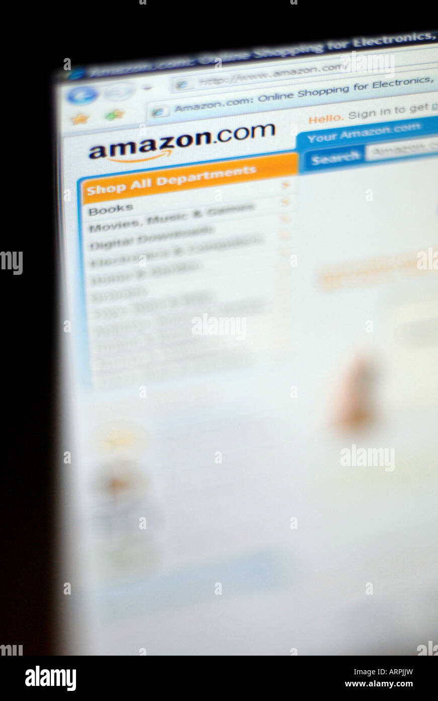 The amazon online store website and logo, creative focus / small depth ...