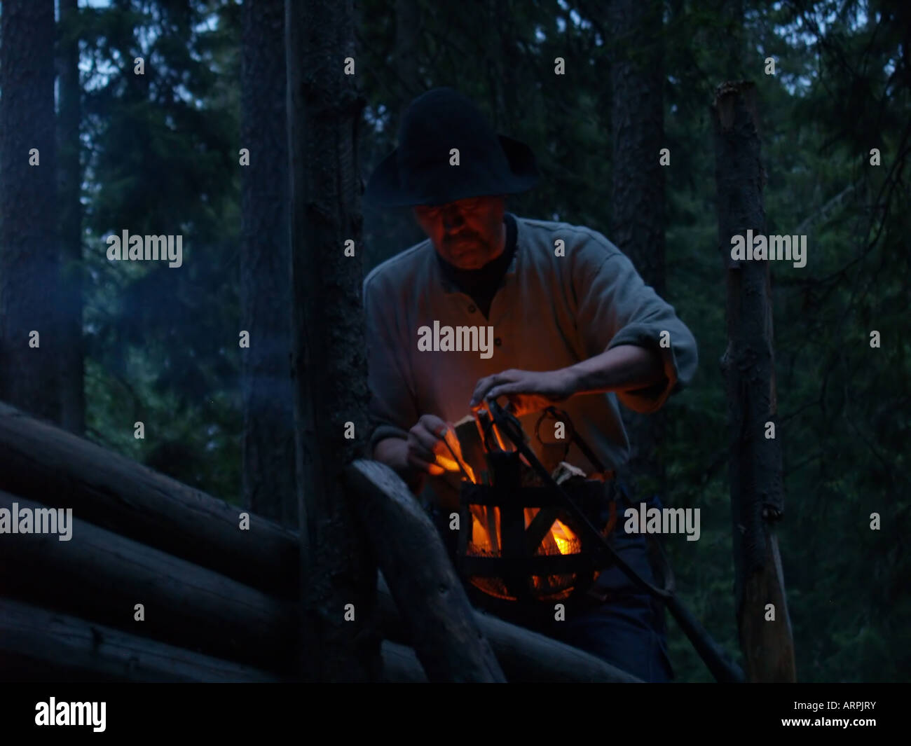 Deep in the wood land, char cole making Stock Photo - Alamy