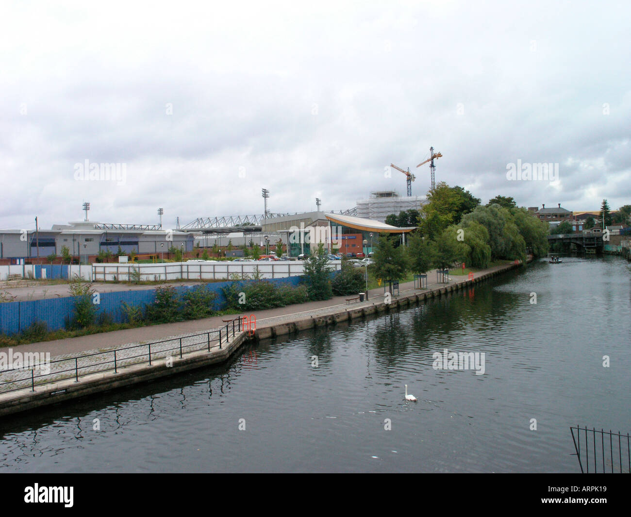 The River Wensum Norwich flowing past Carrow Road stadium Home of ...