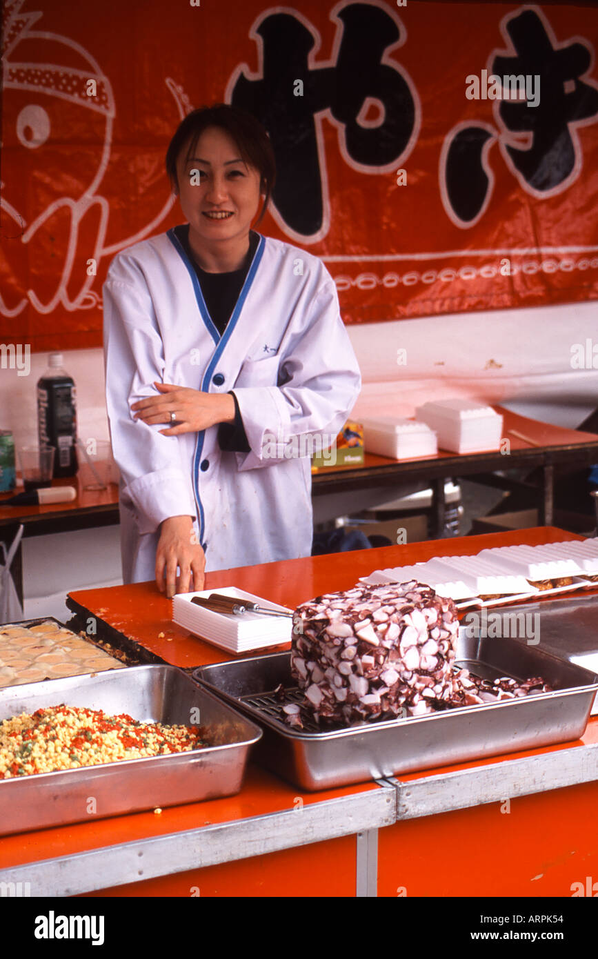 Takoyaki "Octopus Balls" Lady Hemeji Japan Stock Photo - Alamy