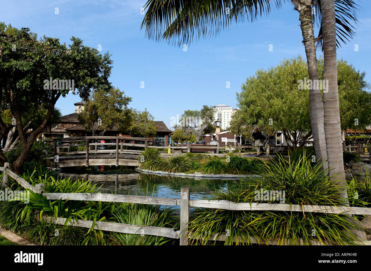A Landscaped Lush Garden and Pond Area Within Seaport Village in San ...