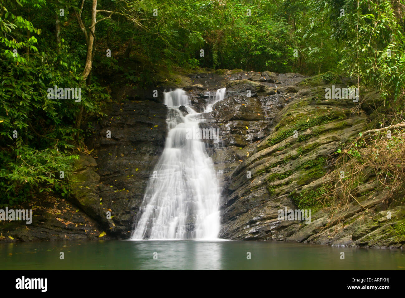 Pozo Azul waterfall near Dominicalito Costa Rica Central America Stock ...