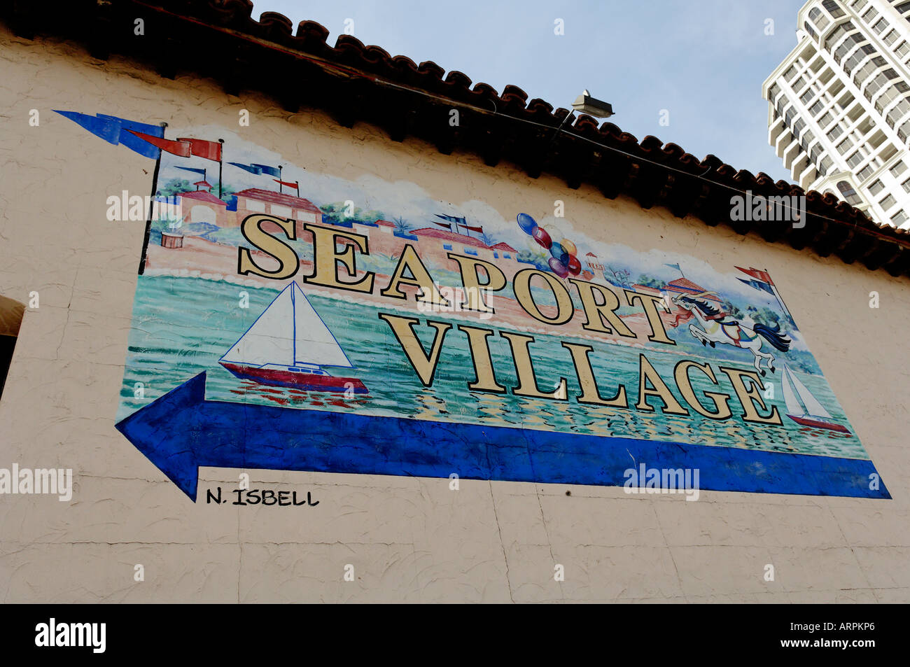 A Sign and Direction for Seaport Village in San Diego, California ...