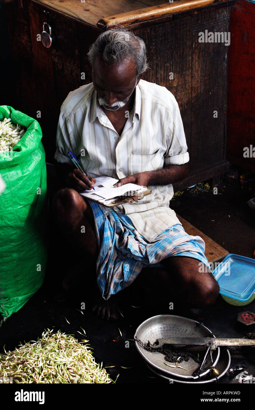 Madurai Tamil Nadu, South India, Asia. Merchant at Madurai Market Stock ...