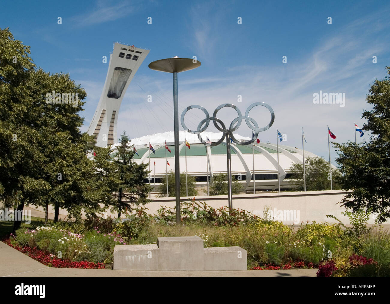 Montreal olympic stadium olympic rings hi-res stock photography and ...