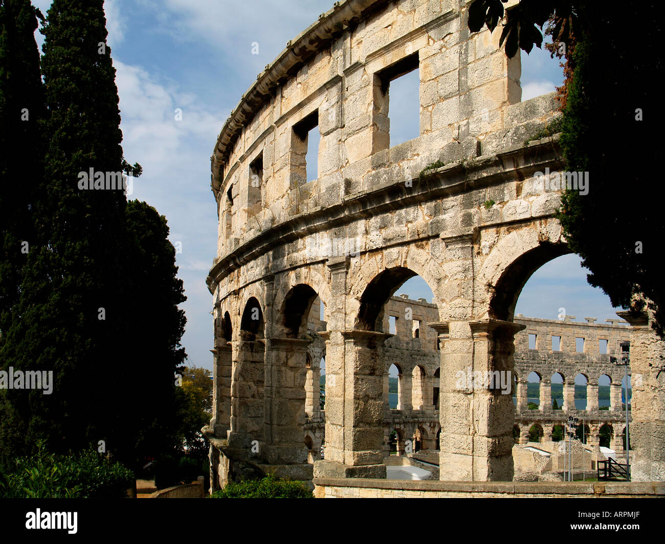 The roman amphitheatre at Pula Stock Photo - Alamy