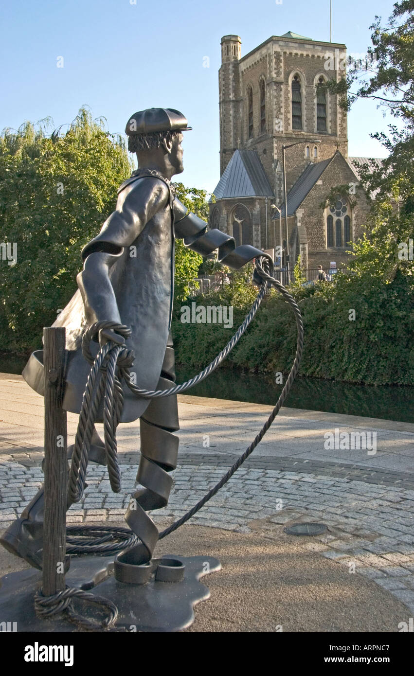 The Bargeman Sculpture Guildford Town Wharf UK Stock Photo - Alamy