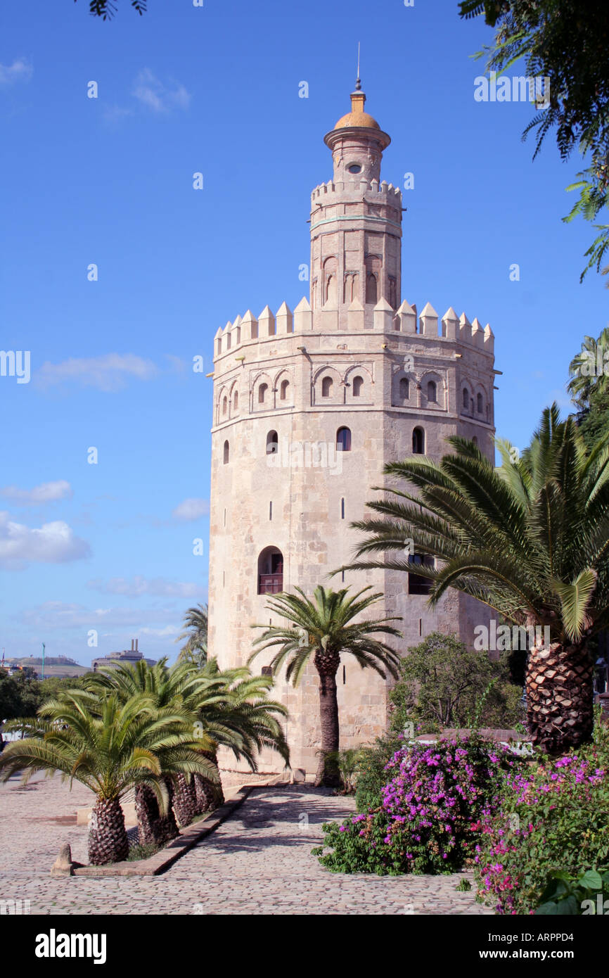 The Golden Tower Torre del Oro Seville Andalucia Spain Stock Photo - Alamy