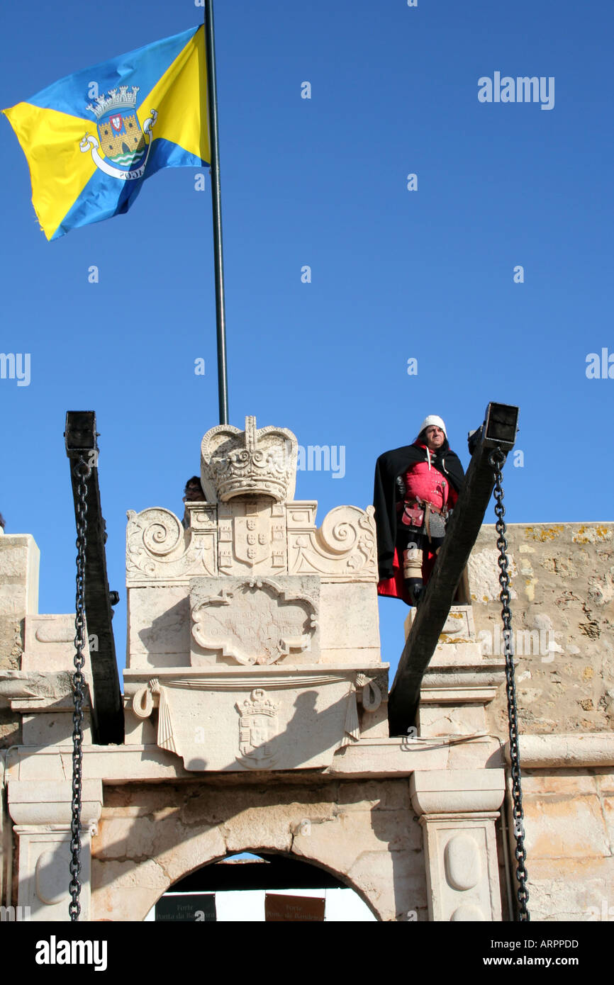 Guard at the Fort and drawbridge at Historic Parade Festival dos ...