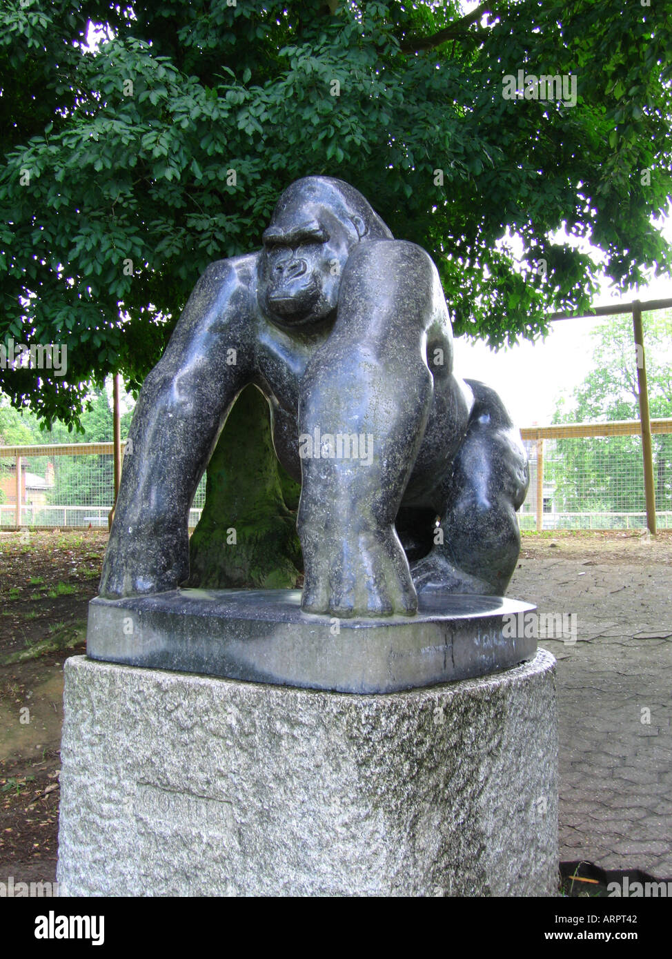 Statue of Guy the gorilla Crystal Palace Park Bromley South London ...