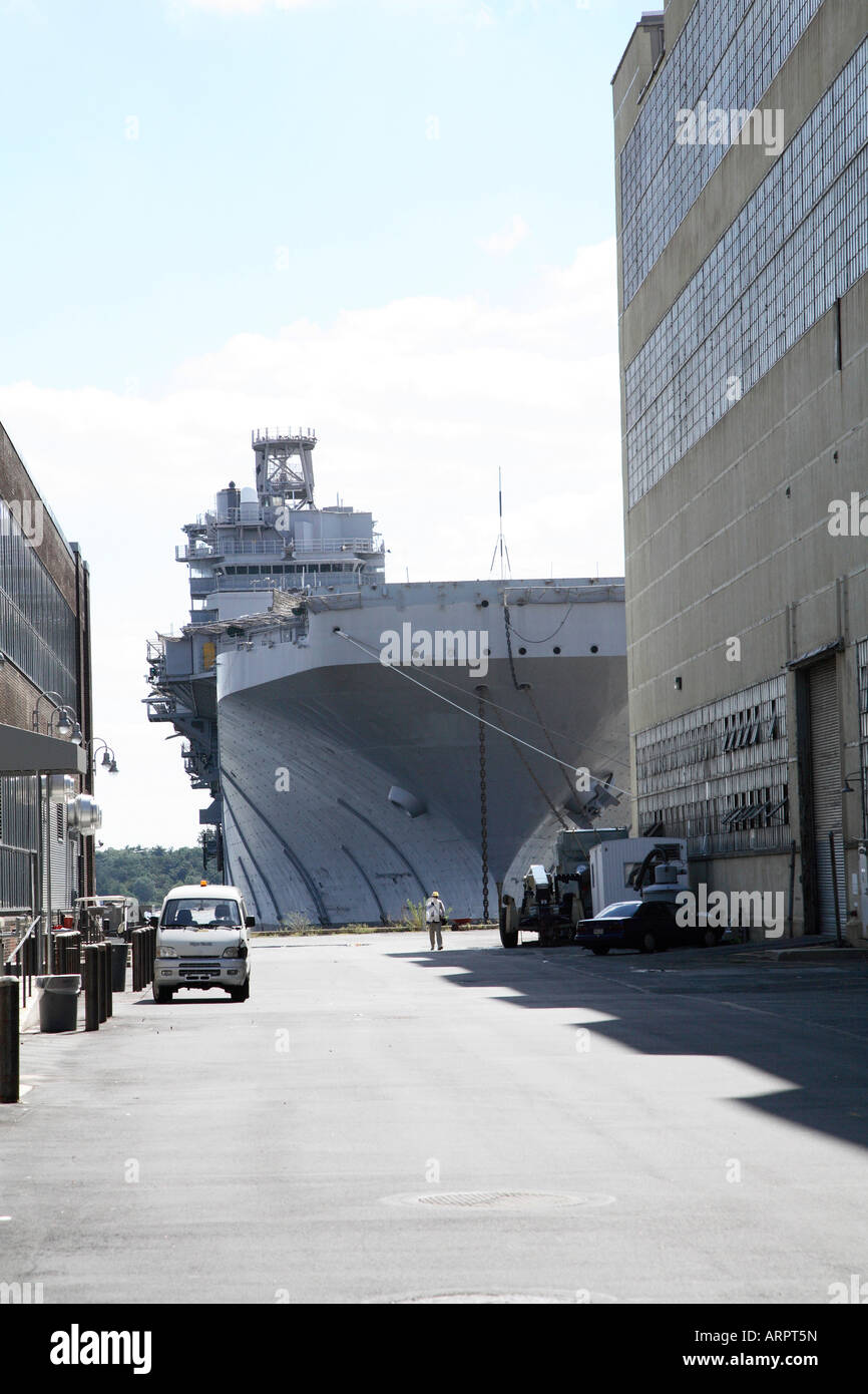 Looming shape of Amphibious Assault Ship (General Purpose) the Saipan ...