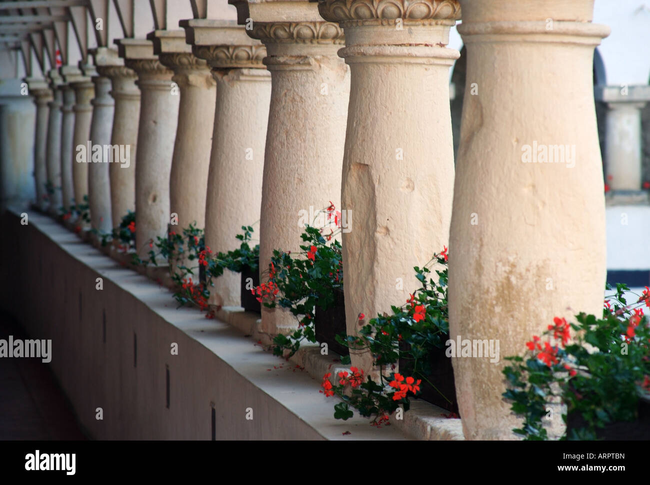Beautiful arcades in the castle Stock Photo - Alamy