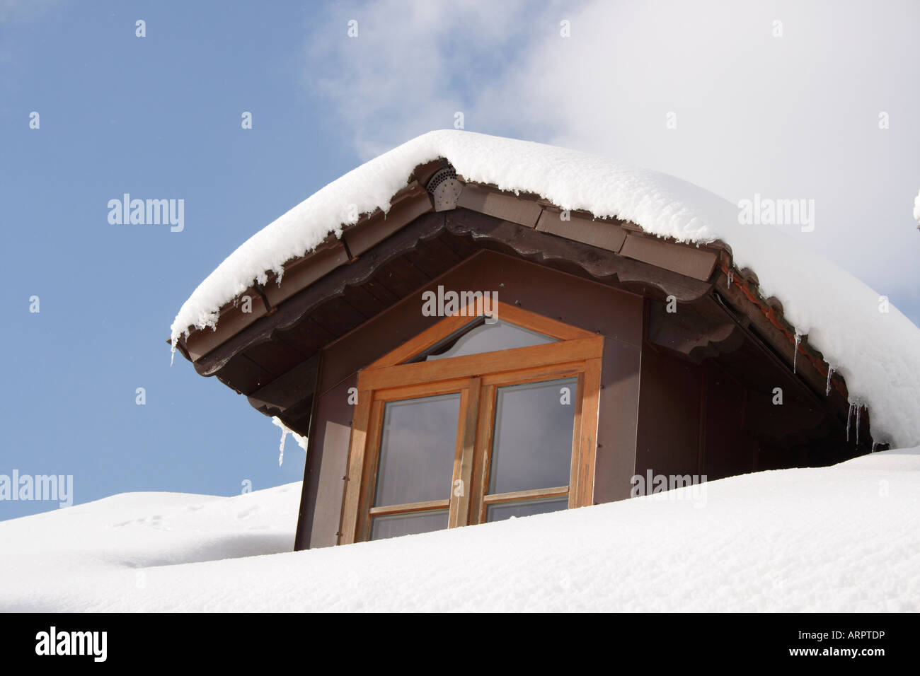 attic window of roof in winter Bavarian Forest Bavaria Germany. Photo ...