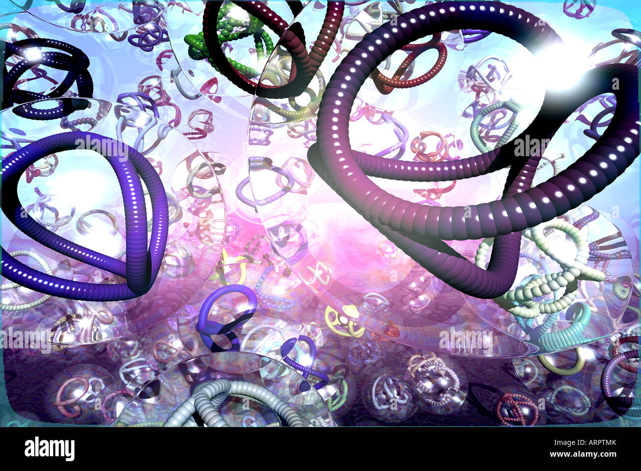 Render. Microscope view of hundreds of micro-worms Stock Photo - Alamy