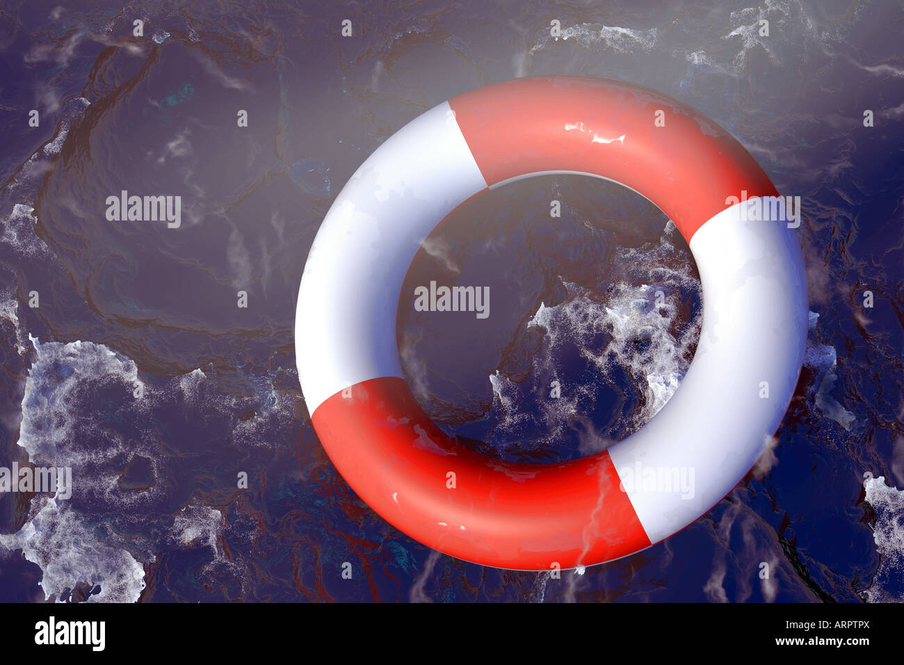 Life Preserver floating in the ocean Stock Photo - Alamy