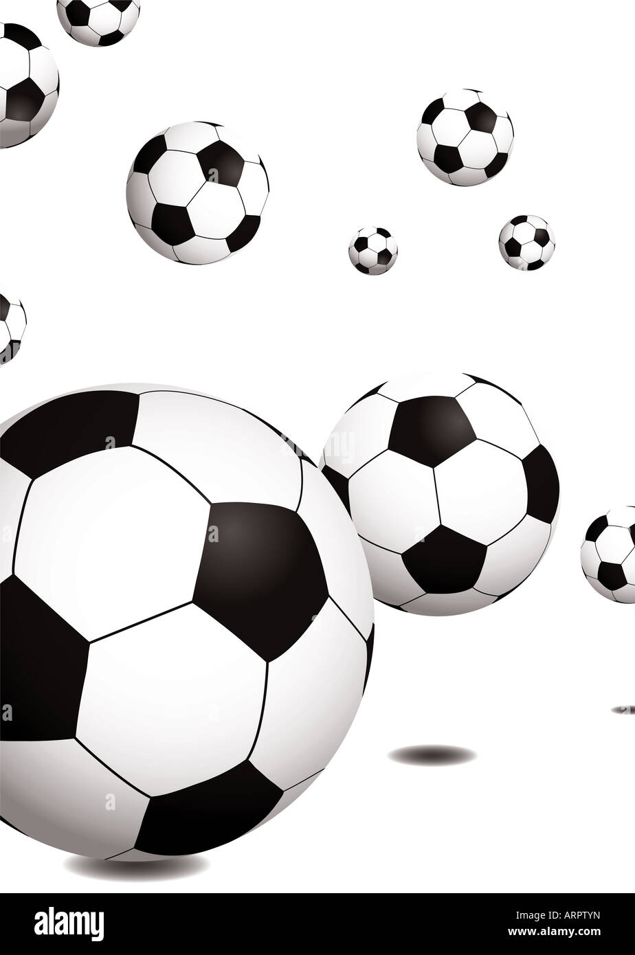 Collection of footballs bouncing on a plain white background Stock ...